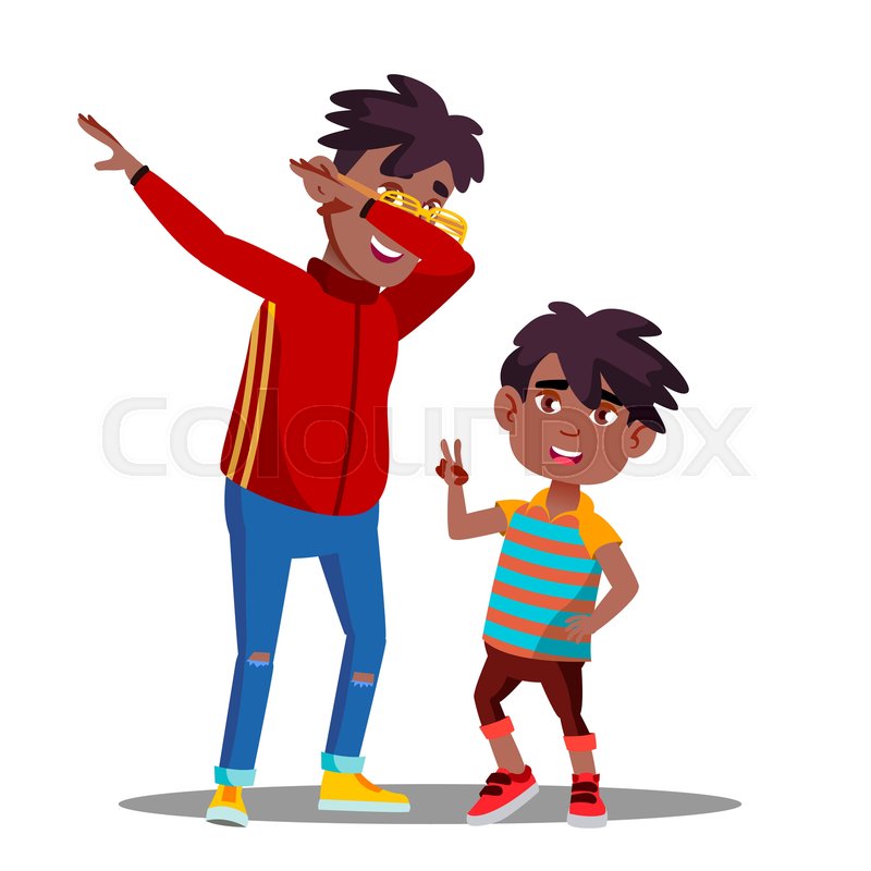 Two Little Afro American Boys With ... | Stock vector | Colourbox