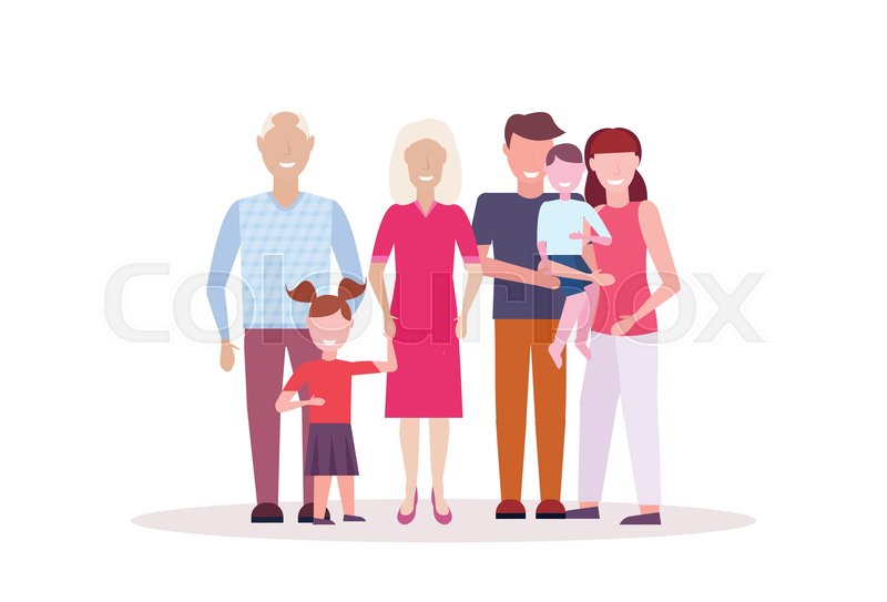 Multi generation family standing ... | Stock vector | Colourbox