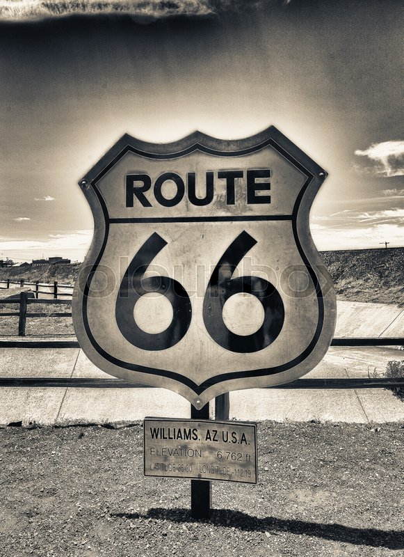 Route 66 street sign in Williams, ... | Stock image | Colourbox
