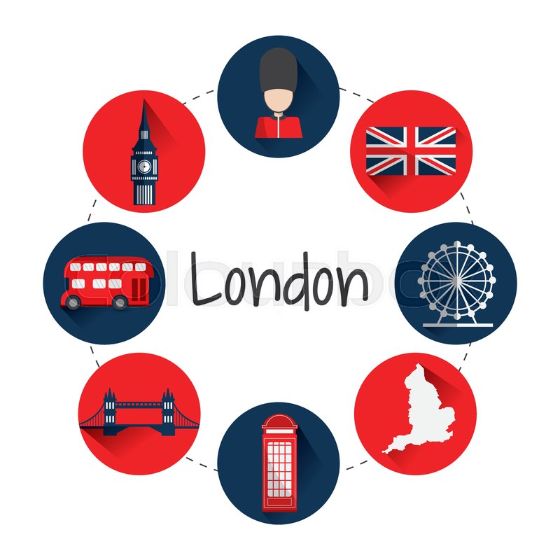 London concept with landmarks icons ... | Stock vector | Colourbox