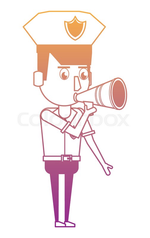 Police talking on radio officer ... | Stock vector | Colourbox