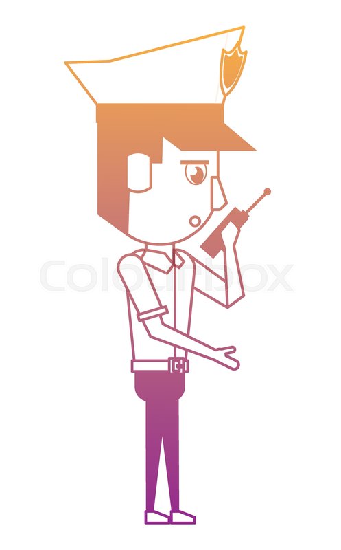 Police talking on radio officer ... | Stock vector | Colourbox