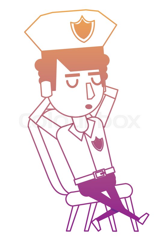 Police sleeping on chair officer ... | Stock vector | Colourbox