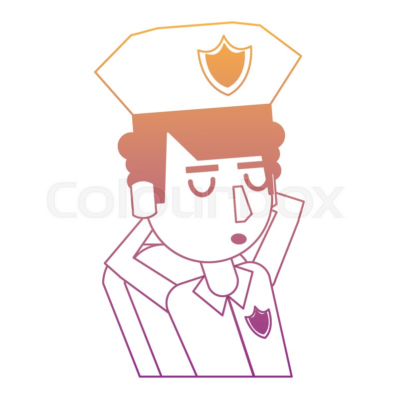 Police sleeping on chair cartoon ... | Stock vector | Colourbox