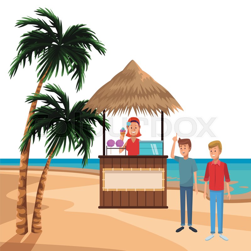 Beach summer market stall sweet cotton ... | Stock vector | Colourbox