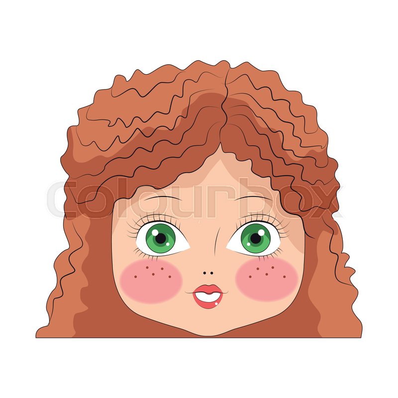 Cartoon Girl Face Red Hair