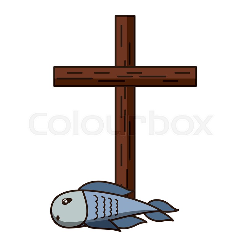 Christian cross and fish vector ... | Stock vector | Colourbox