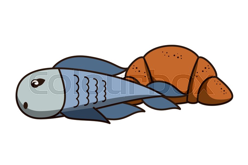 Fish and bread christian symbol vector ... | Stock vector | Colourbox