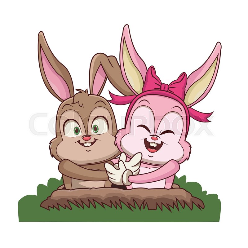 Hugged rabbit cartoons isolated vector ... | Stock vector | Colourbox