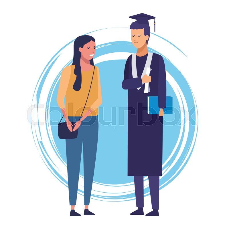 Student with family on graduation ... | Stock vector | Colourbox