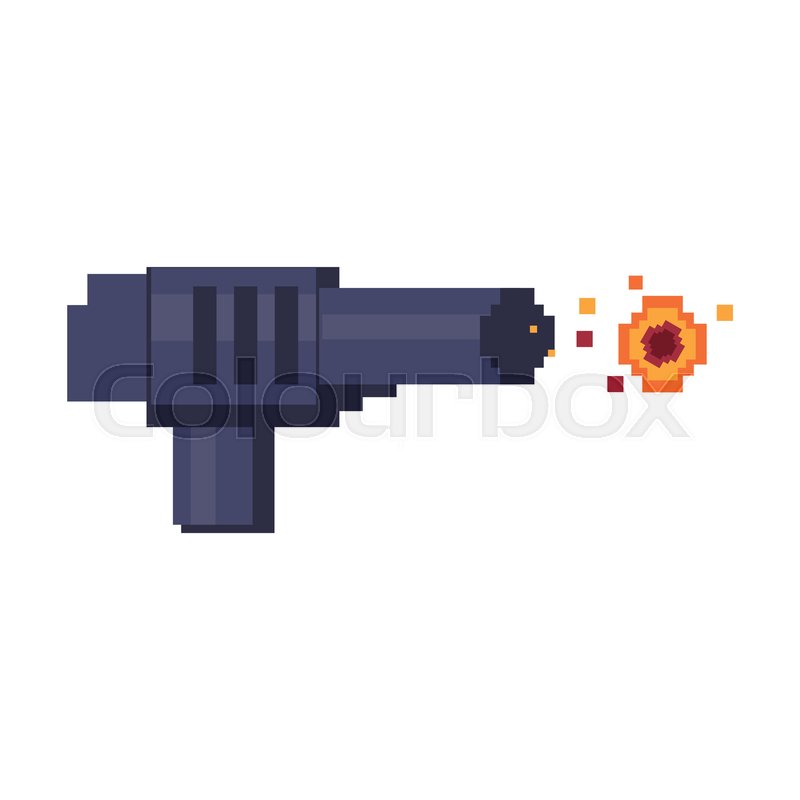 Videogame pixelated handgun item ... | Stock vector | Colourbox