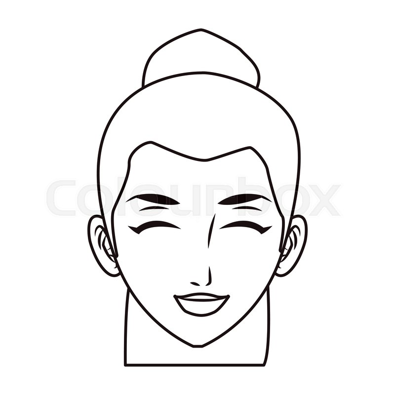 Young woman face cartoon in front of ... | Stock vector | Colourbox