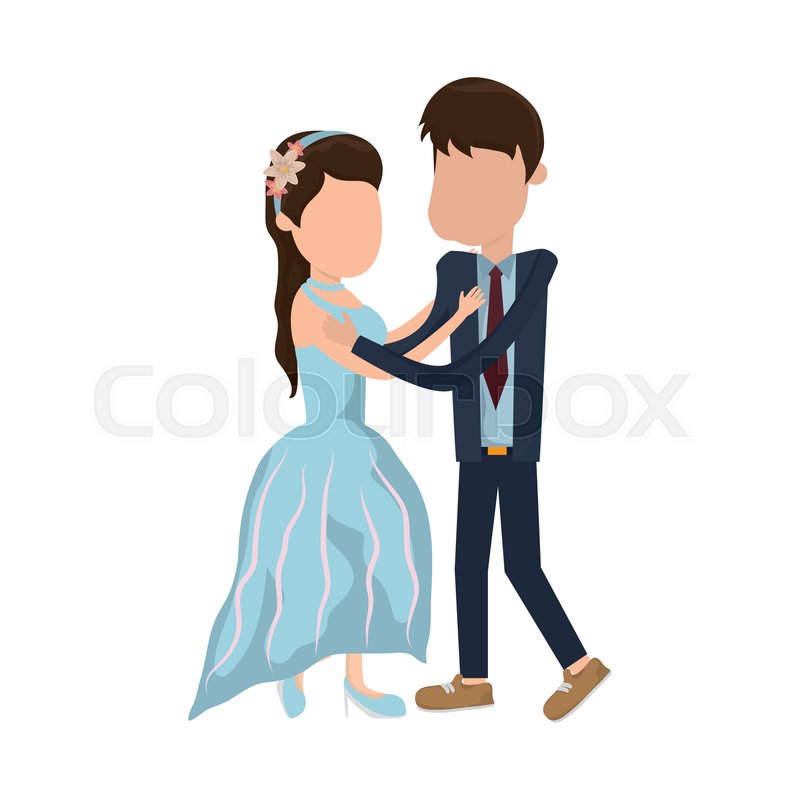 Wedding couple dancing cartoon vector ... | Stock vector | Colourbox