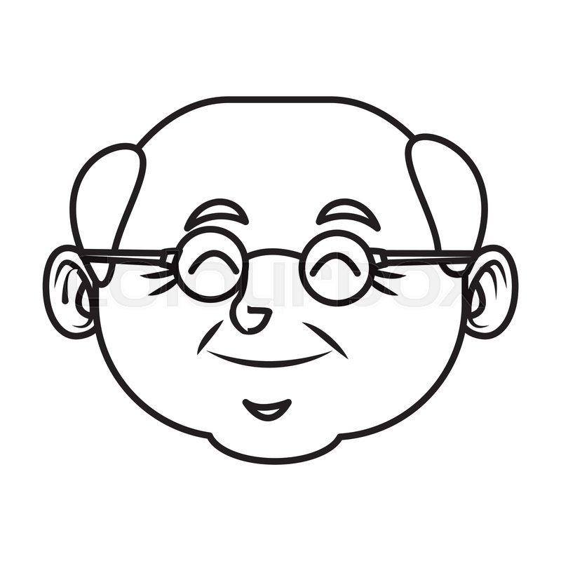 Grandfather Face Clipart Black And White