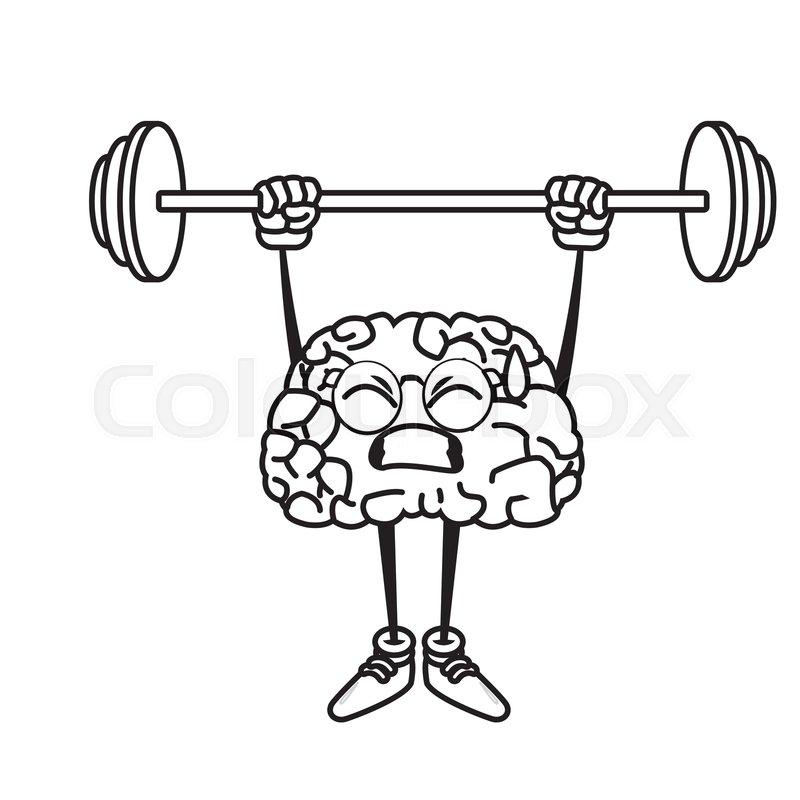 Cartoon Brain Working Out