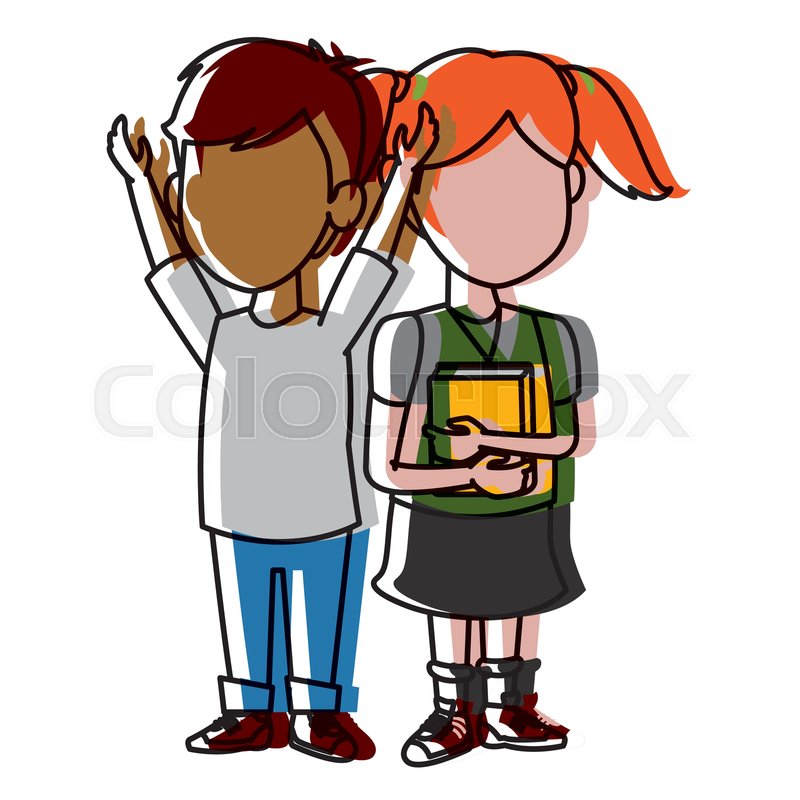 School kids friends cartoon icon ... | Stock vector | Colourbox