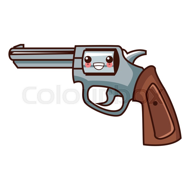 Classic handgun weapon kawaii cute ... | Stock vector | Colourbox