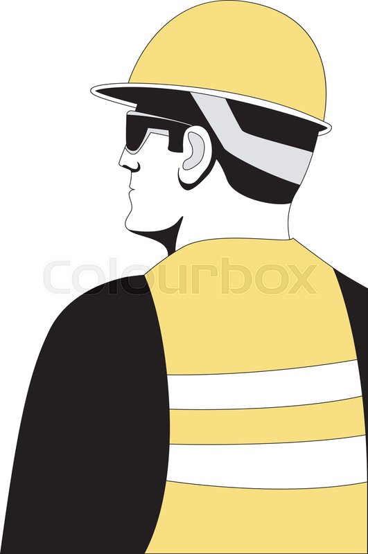 Worker in a protective helmet , vector ... | Stock vector | Colourbox