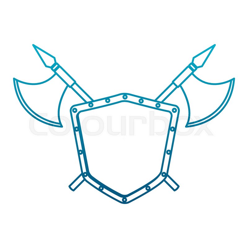 Metallic warrior shield with axes icon ... | Stock vector | Colourbox