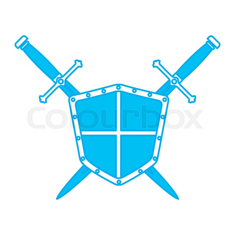 Metallic warrior shield with swords ... | Stock vector | Colourbox