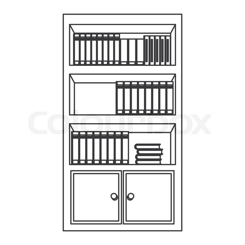 Bookshelf furniture office outline ... | Stock vector | Colourbox