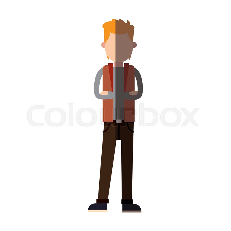 Character man standing wear vest style ... | Stock vector | Colourbox