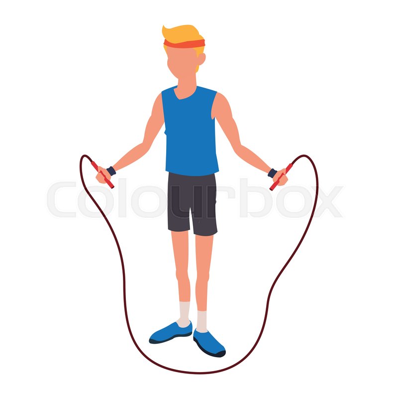 Man with jump rope fitness sport ... | Stock vector | Colourbox