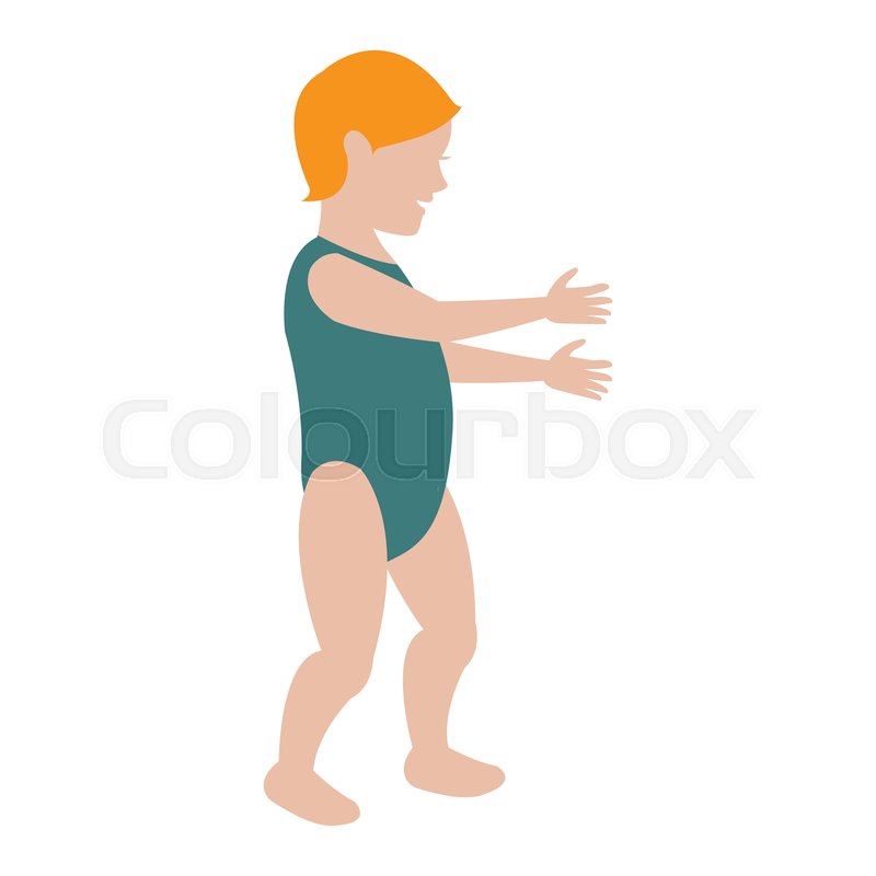 Cute baby first step lovely vector ... | Stock vector | Colourbox