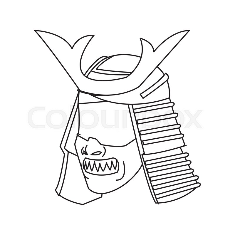 Samurai Mask Outline