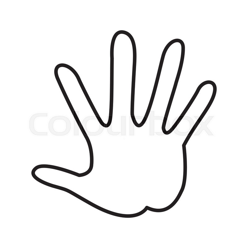 Outlined hand showing five finger palm ... | Stock vector | Colourbox