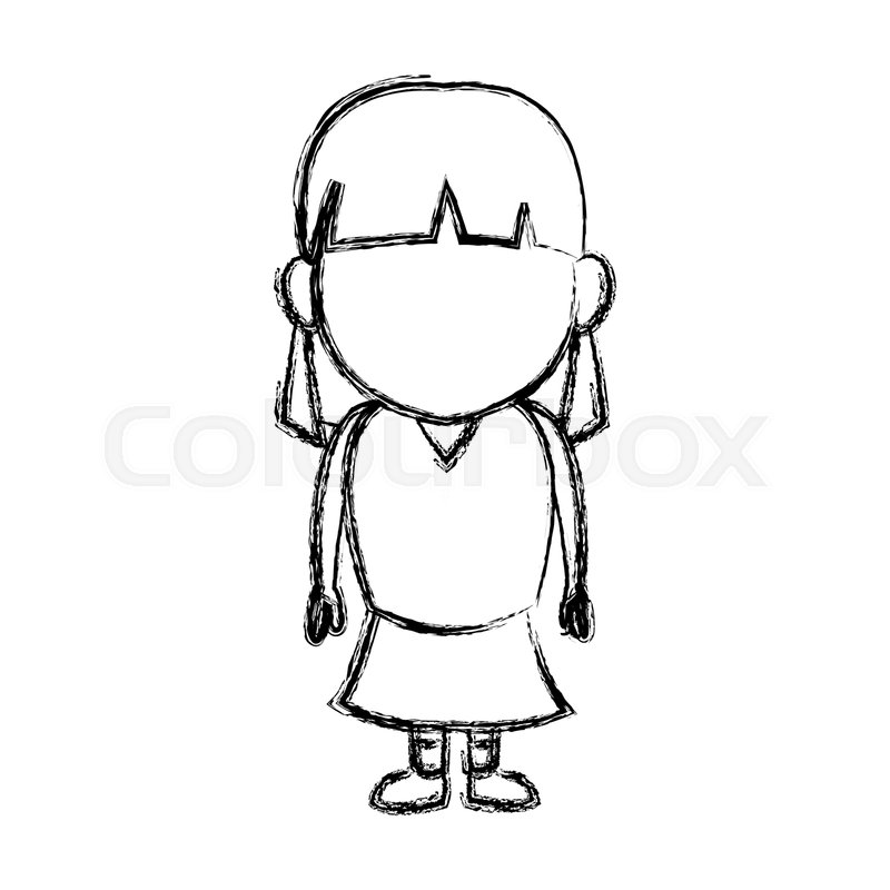Girl Standing Clip Art Black And White