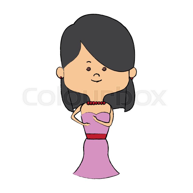Cute cartoon woman pretty elegant ... | Stock vector | Colourbox