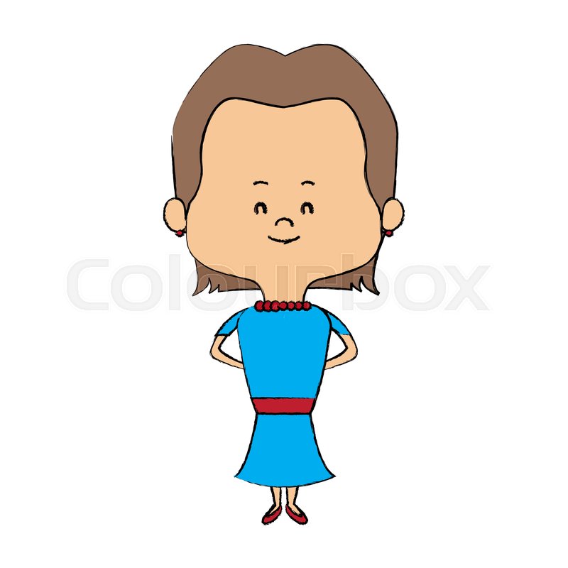 Cute cartoon woman pretty elegant ... | Stock vector | Colourbox
