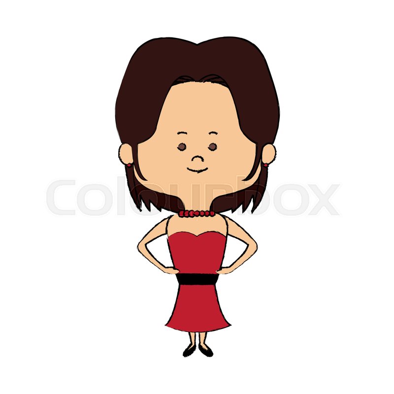 Cute cartoon woman pretty elegant ... | Stock vector | Colourbox