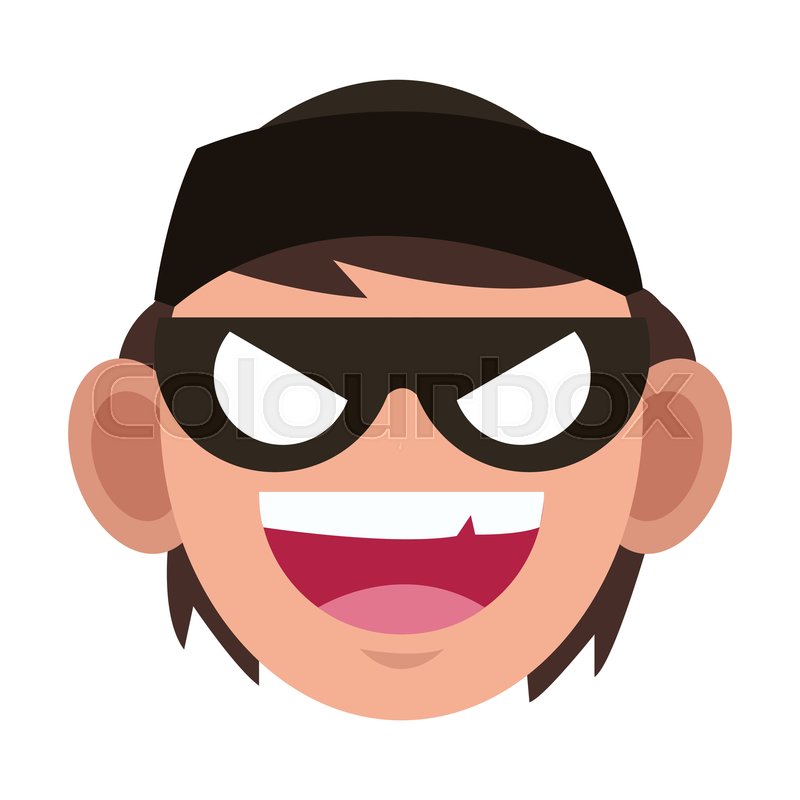 Flat design criminal man with mask ... | Stock vector | Colourbox