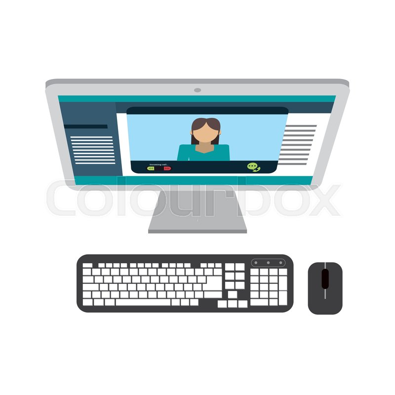 Computer desktop pc with keyboard and ... | Stock vector | Colourbox