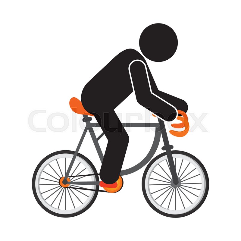 Flat design person riding bike icon ... | Stock vector | Colourbox