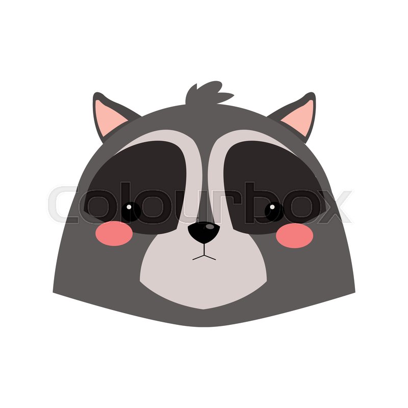 Flat design cute raccoon cartoon icon ... | Stock vector | Colourbox
