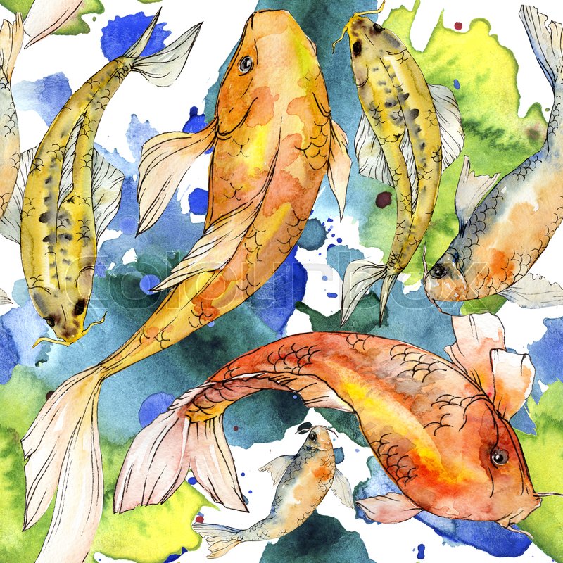 Watercolor aquatic underwater colorful ... | Stock image | Colourbox