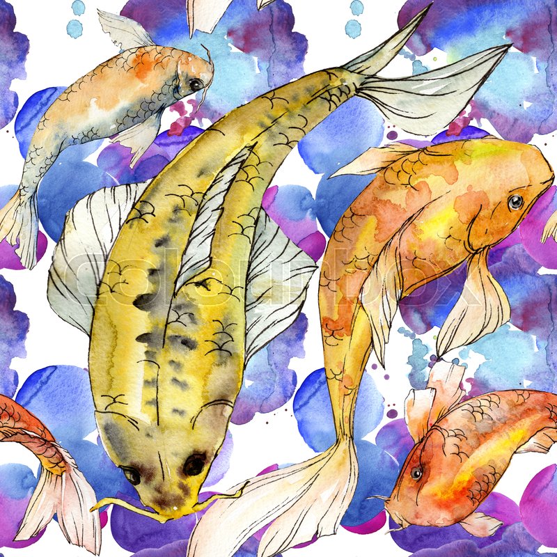 Watercolor aquatic underwater colorful ... | Stock image | Colourbox