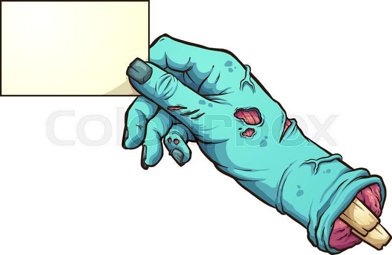 Cartoon severed zombie hand holding a ... | Stock vector | Colourbox