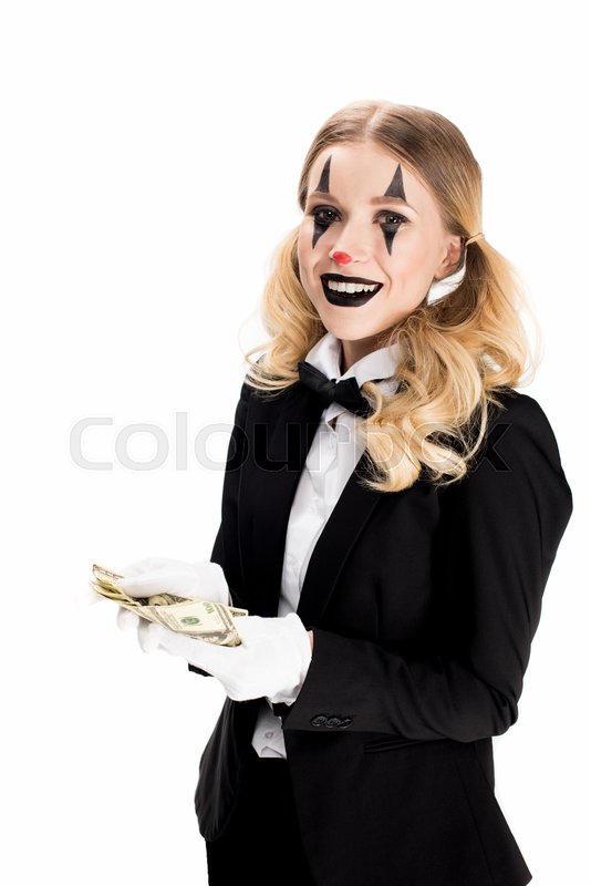 Female Clown With Blonde Hair Holding Stock Image Colourbox
