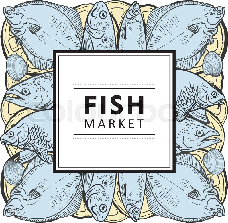 Vector fish market, seafood ... | Stock vector | Colourbox
