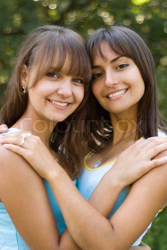 Two beautiful sisters are in a summer ... | Stock image | Colourbox