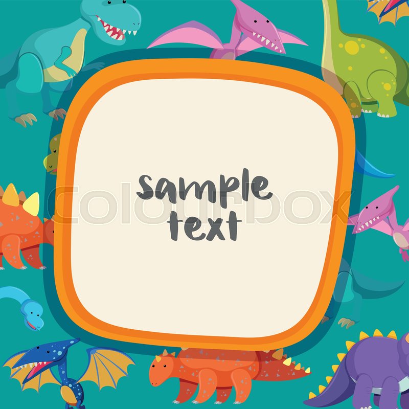 Border template with many dinosaurs on ... | Stock vector | Colourbox