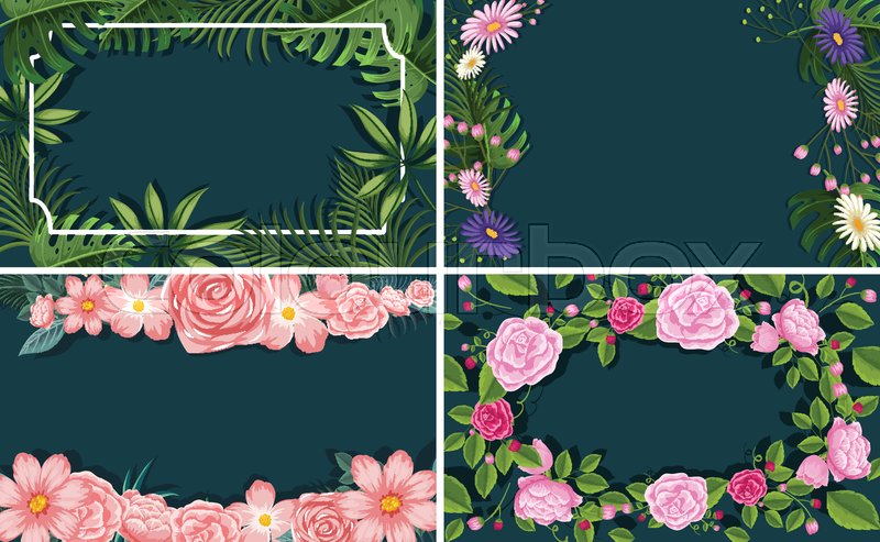 A Set of Flower Leaf Border ... | Stock vector | Colourbox