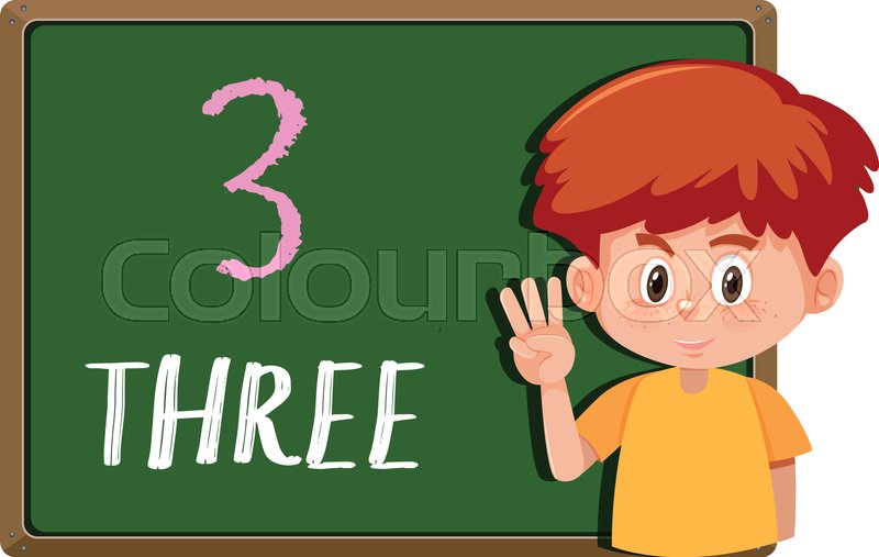 A boy with number hand gesture ... | Stock vector | Colourbox