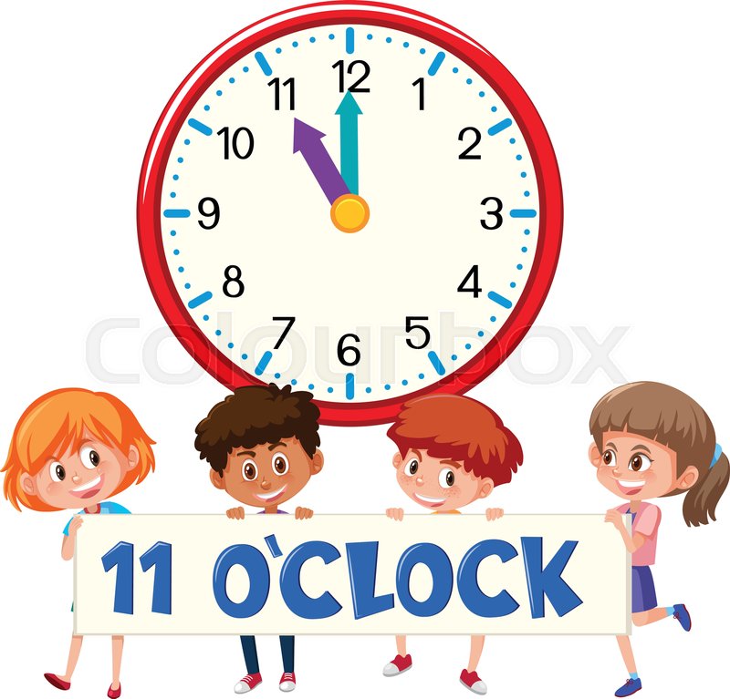 A group of children holding time ... | Stock vector | Colourbox
