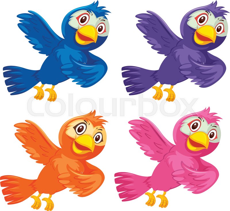 Colorful Birds Flying Clipart
