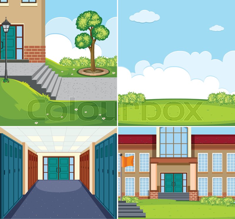 Set of school scene illustration | Stock vector | Colourbox
